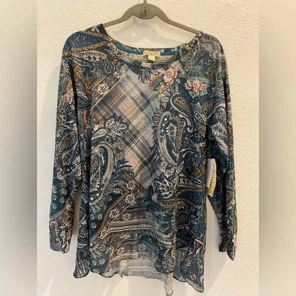 ONE WORLD | Tops | One World Top Primary Color Is Teal Has Chiffon Type ...